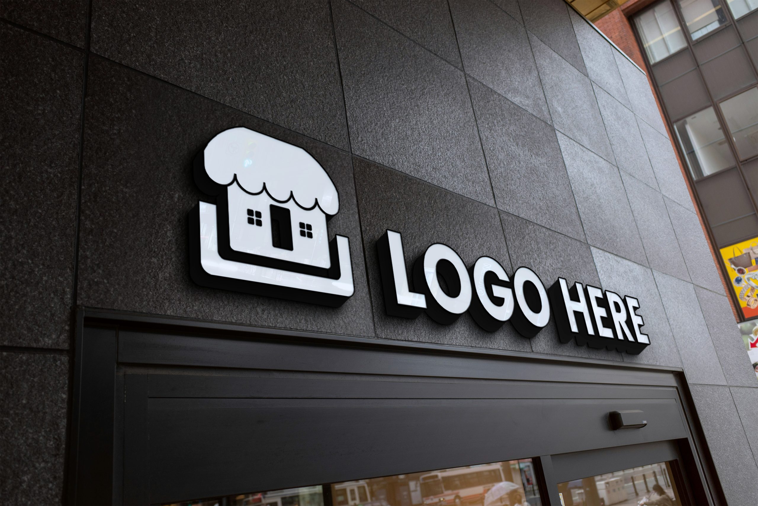 Logo Mockup 3d Sign Building Logo Mockup Branding