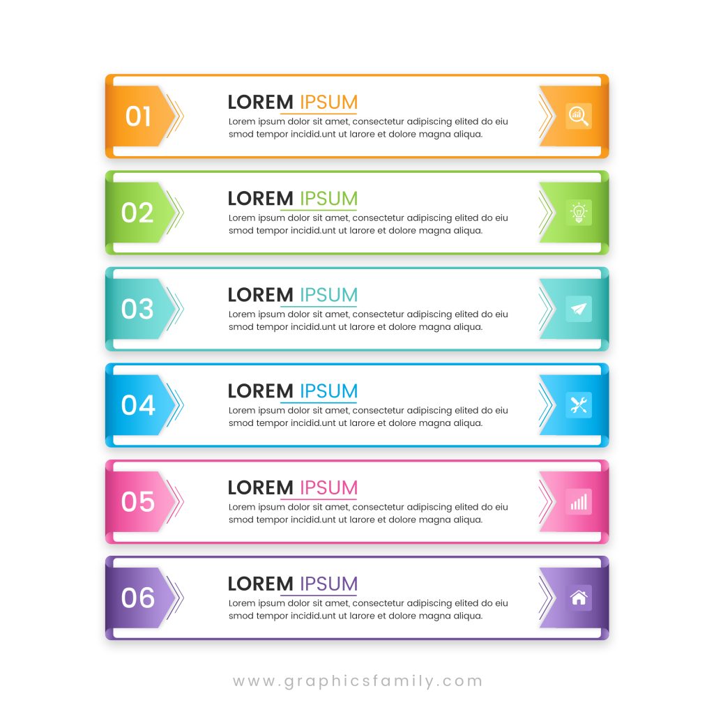 6 data infographics tab index template with thin vector image ...