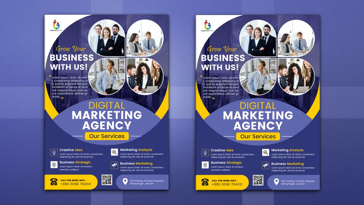 Digital marketing agency poster template – GraphicsFamily