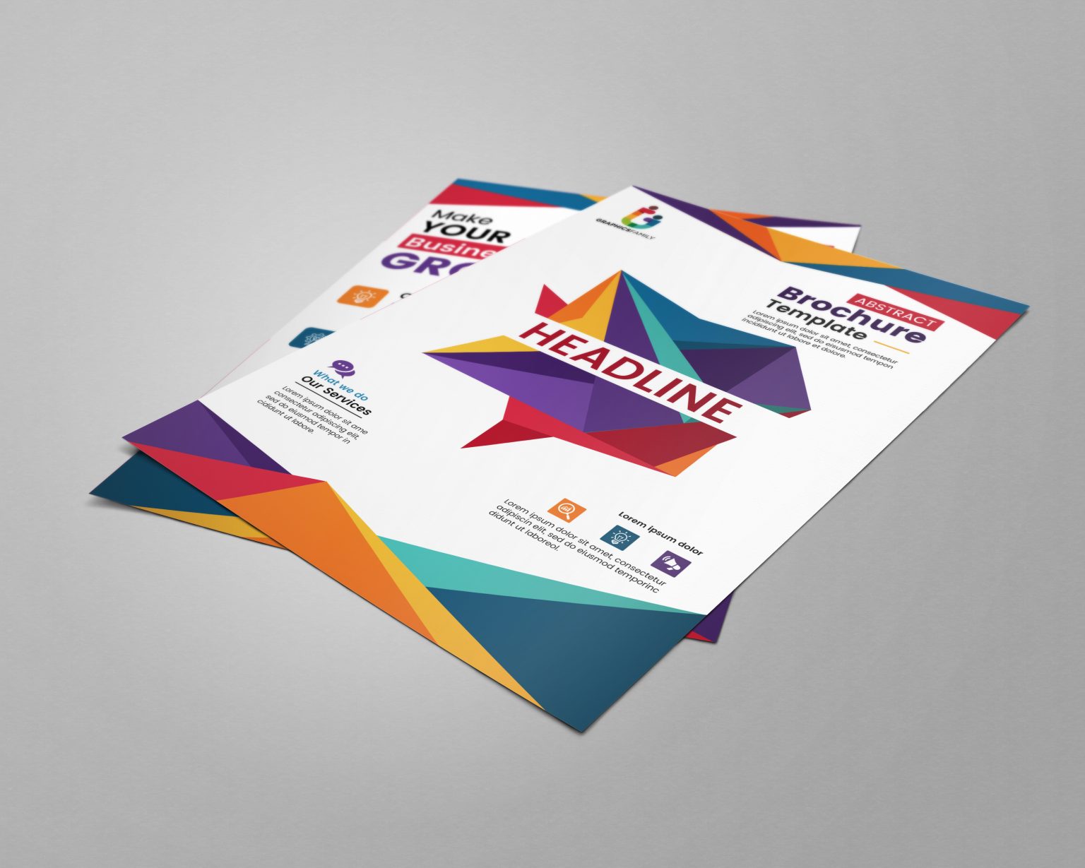 Free Abstract Brochure Template Front and Back – GraphicsFamily