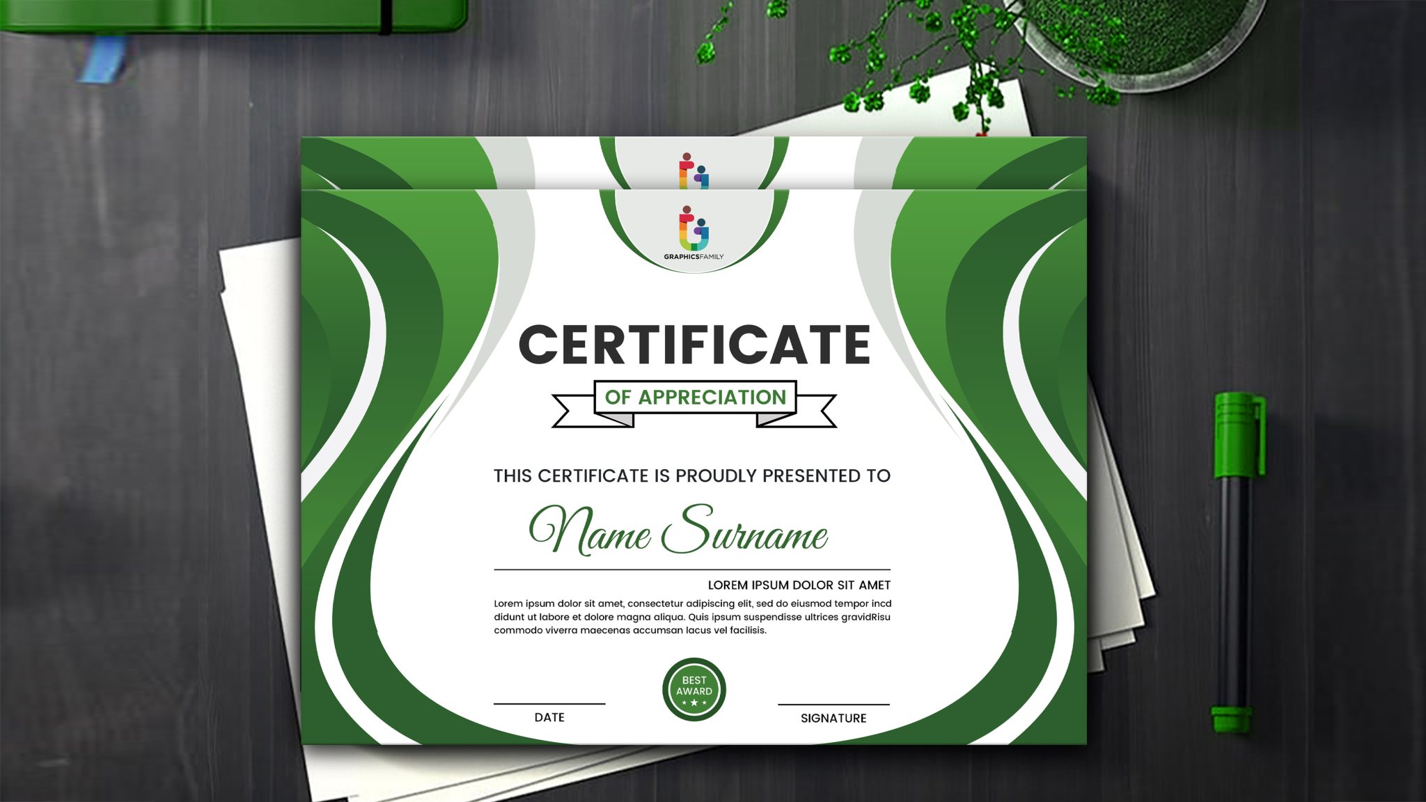142+ Free Certificate Templates Download - GraphicsFamily