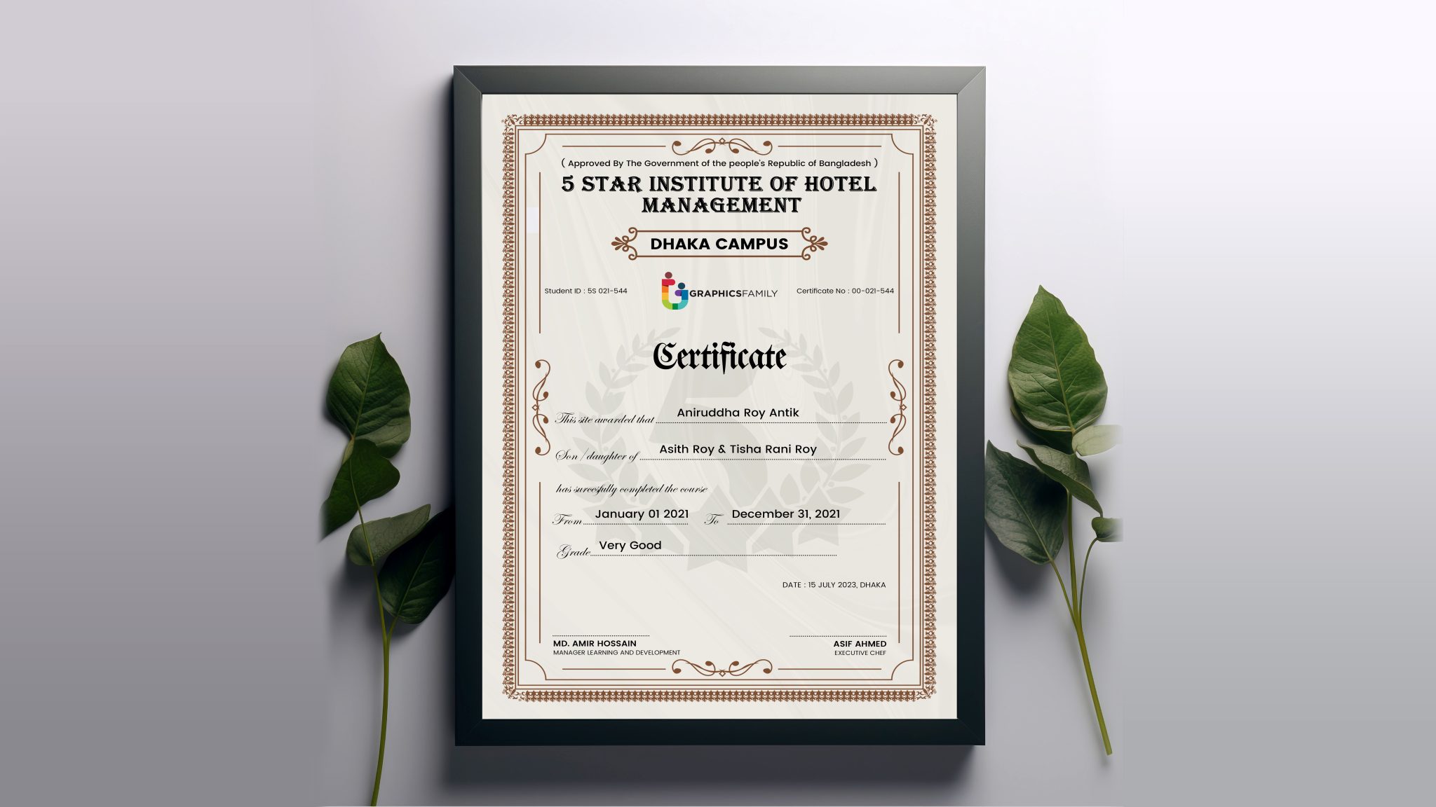 Hotel Management & Tourism Training Certificate Template Design ...