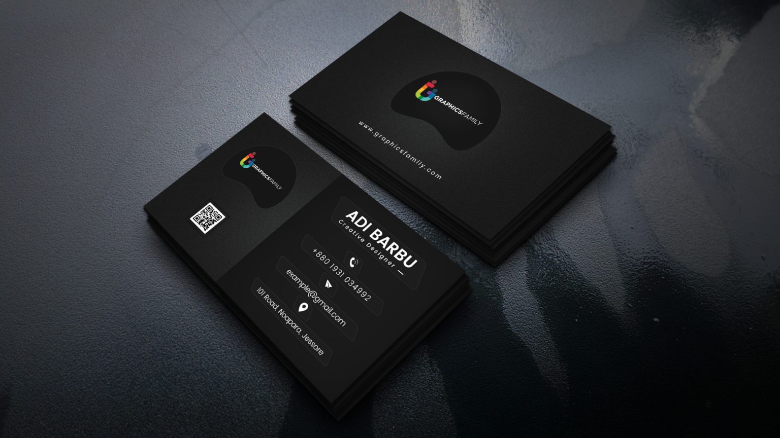 Luxury Dark Black Business Card Design – GraphicsFamily