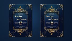 Wedding Invitation Card With Gold Floral Background Template PSD ...
