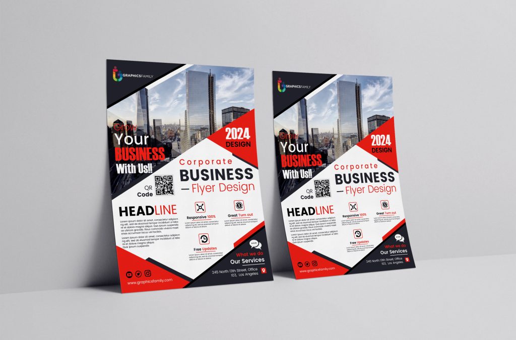 Black, White and Red Corporate Business Flyer Template – GraphicsFamily