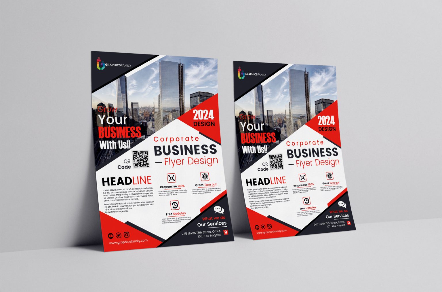 Black, White and Red Corporate Business Flyer Template – GraphicsFamily