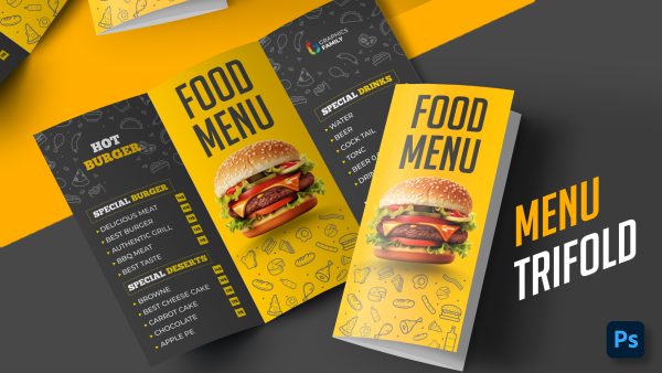 Elegant Trifold Menu Design for Restaurant – GraphicsFamily