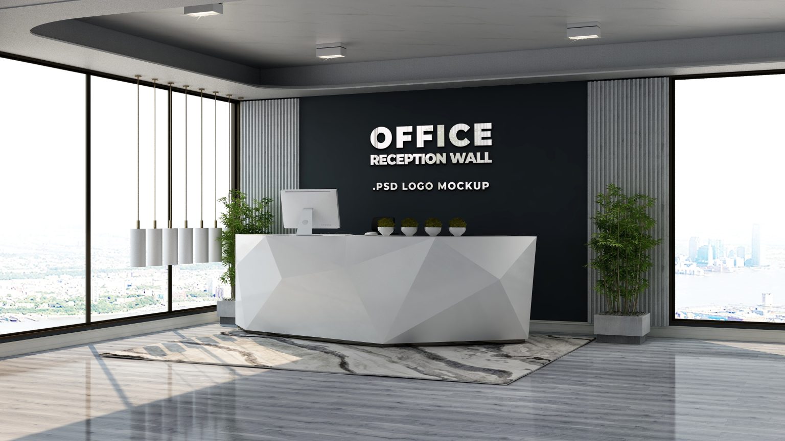 Office Reception Wall Logo Mockup – GraphicsFamily