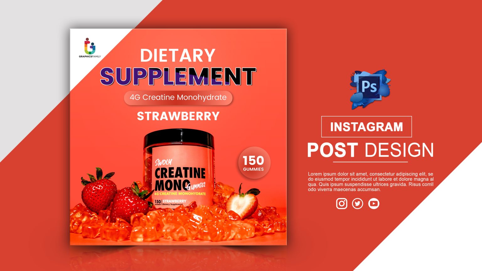 Gym Supplement Social Media Ad Banner Design – GraphicsFamily