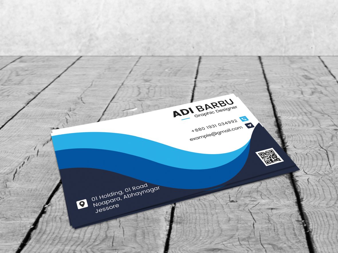 Blue Wavy Business Card – GraphicsFamily
