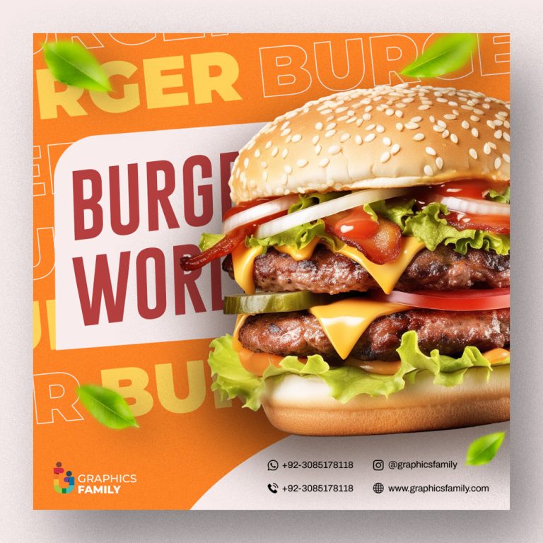 Burger Fast Food Post Design in Photoshop – GraphicsFamily