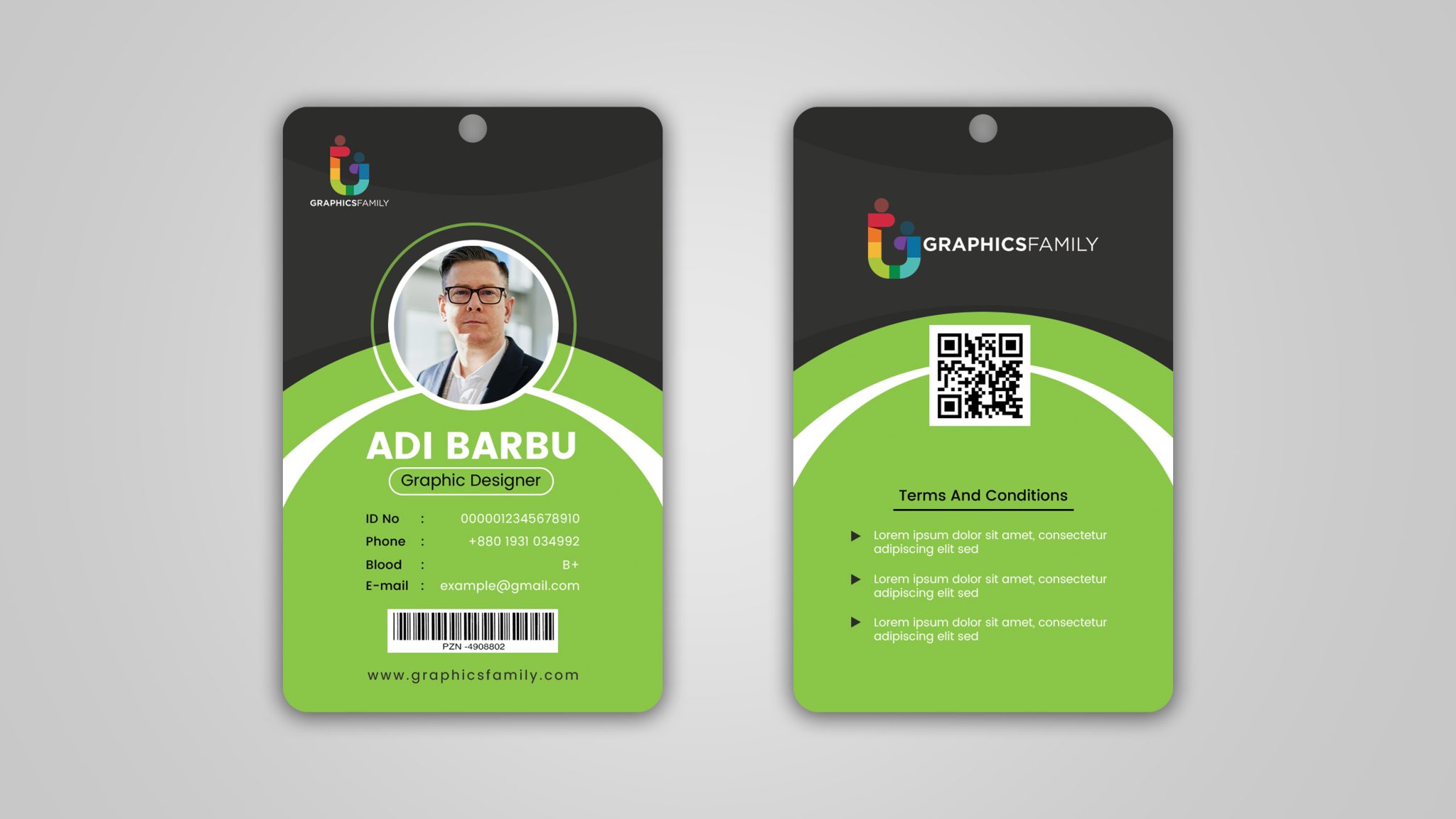 Corporate Office Id Card Template Design Vector – GraphicsFamily