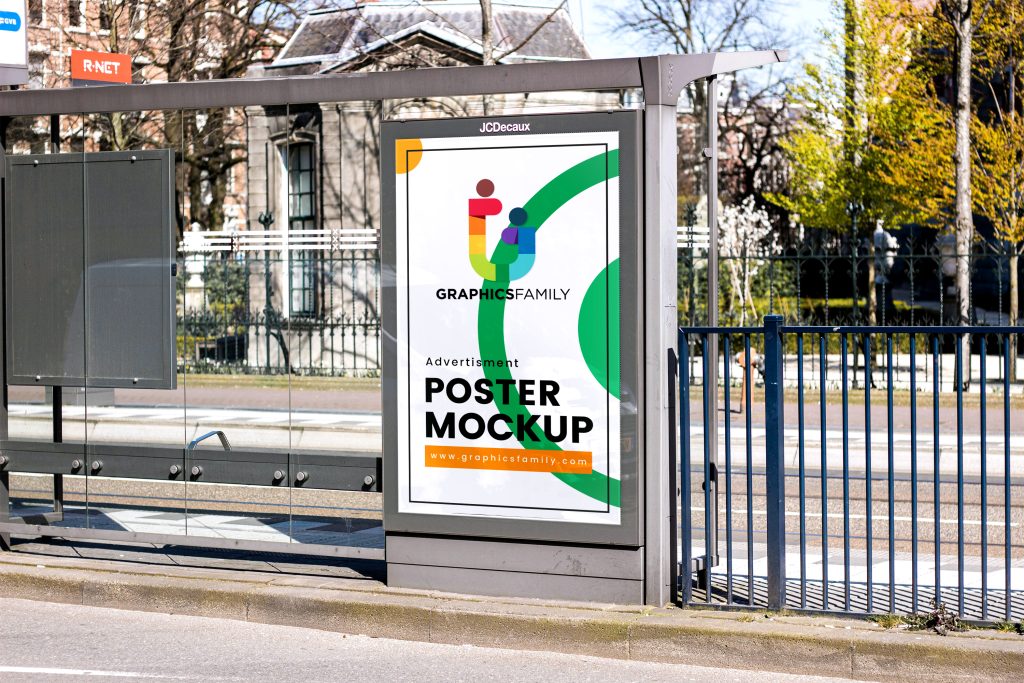Realistic Advertisement Poster Mockup – GraphicsFamily