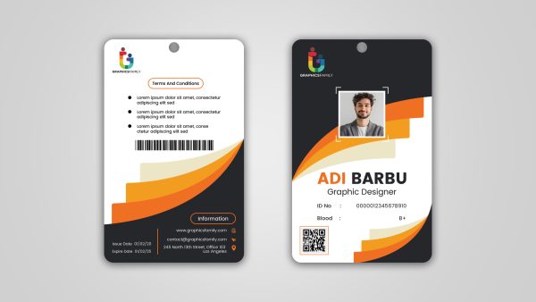 Free Employee Card Identity Information Template Design – GraphicsFamily
