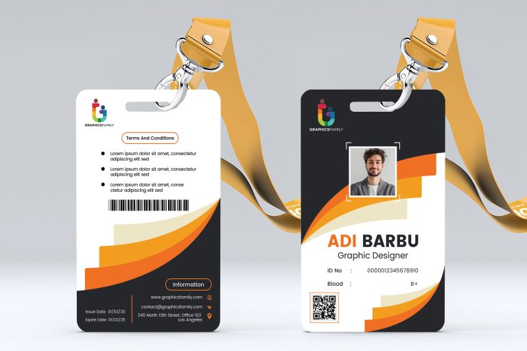 Free Employee Card Identity Information Template Design – GraphicsFamily