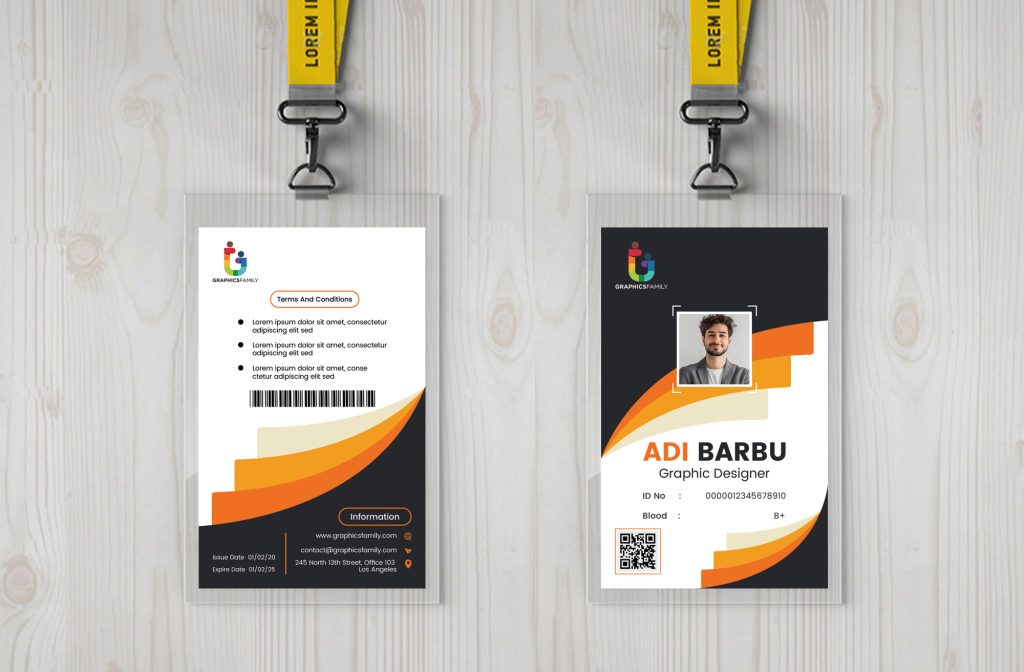 Free Employee Card Identity Information Template Design – GraphicsFamily