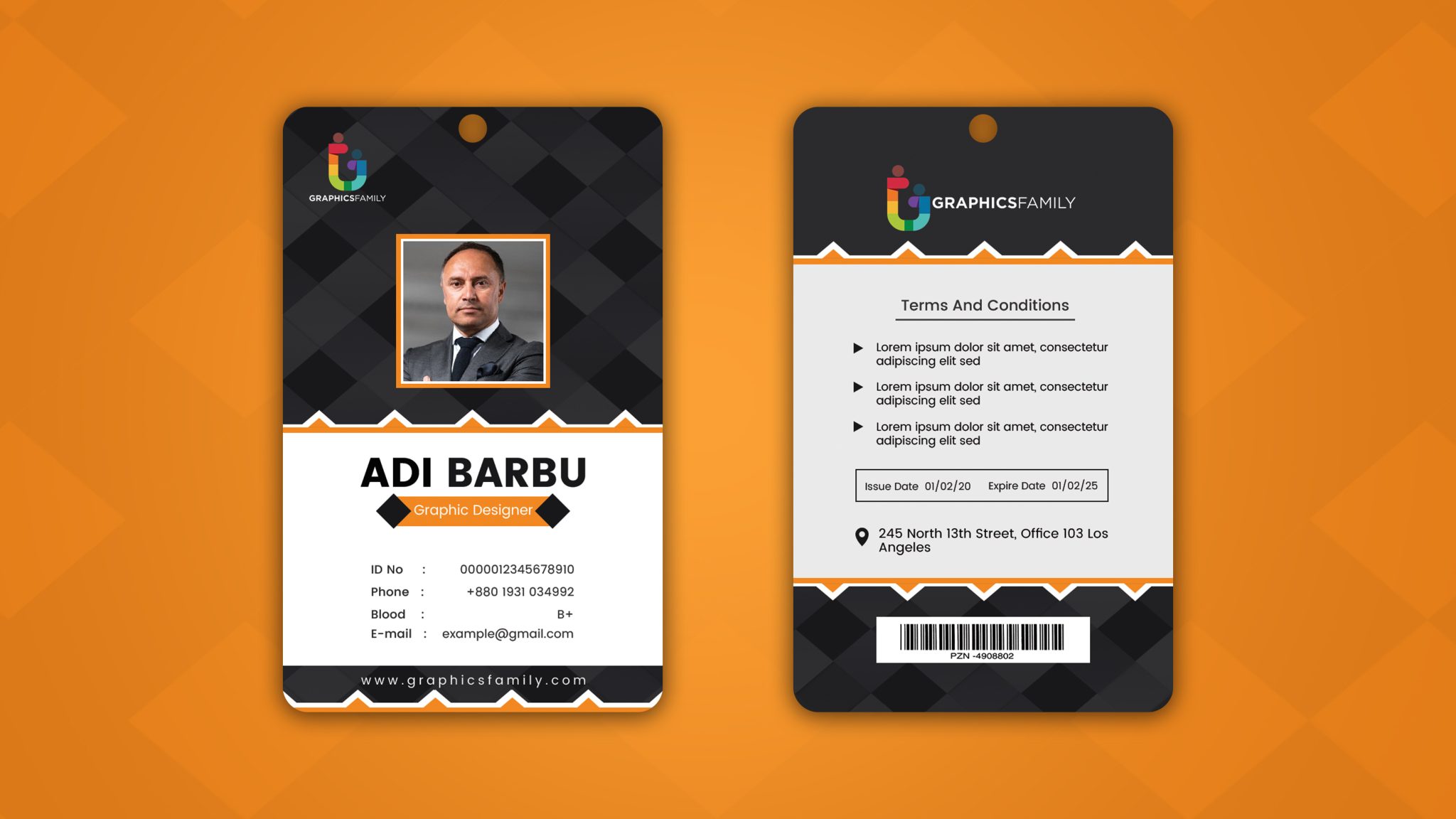 Id Card Badge Information Template – GraphicsFamily