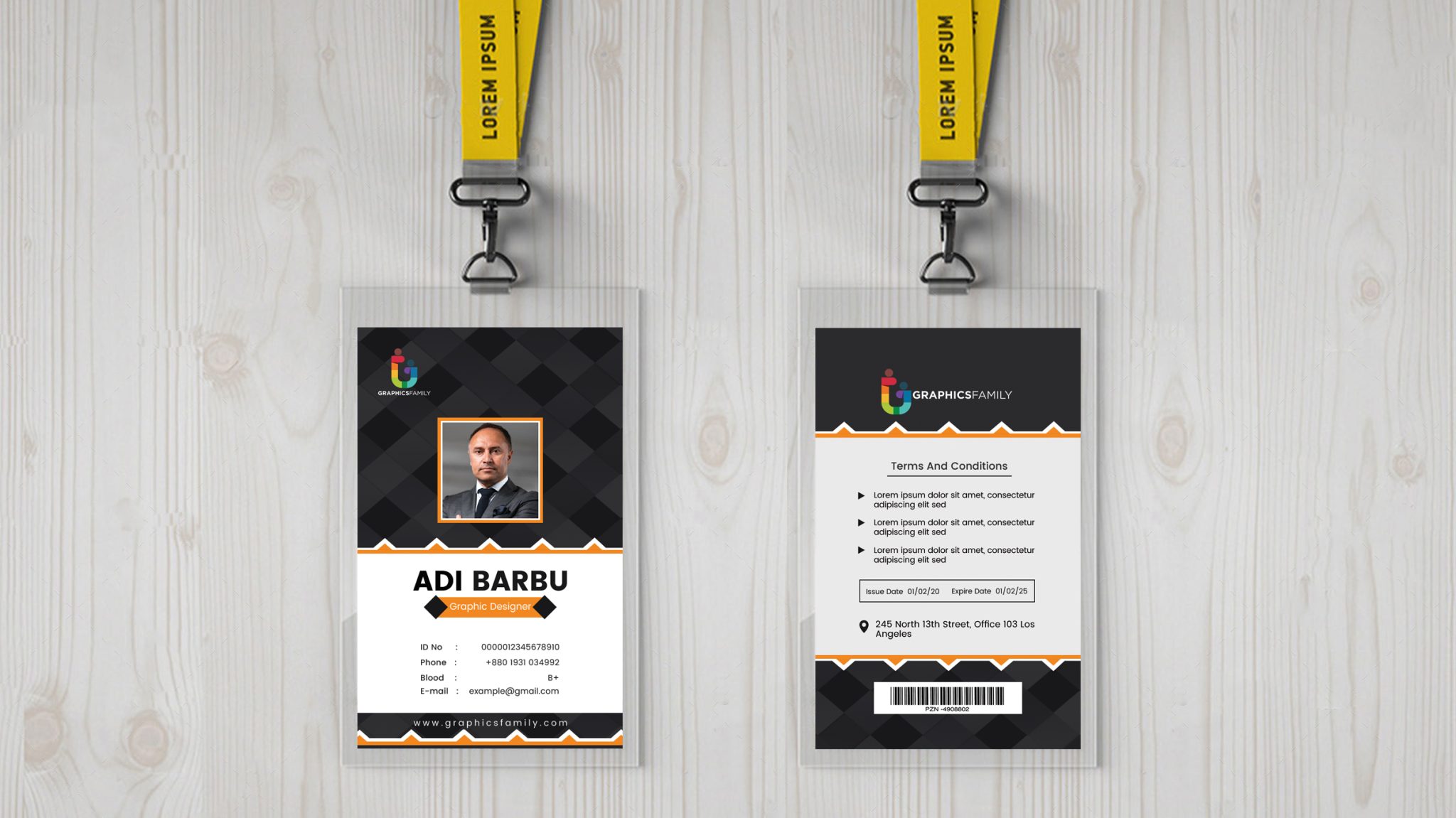 Id Card Badge Information Template – GraphicsFamily