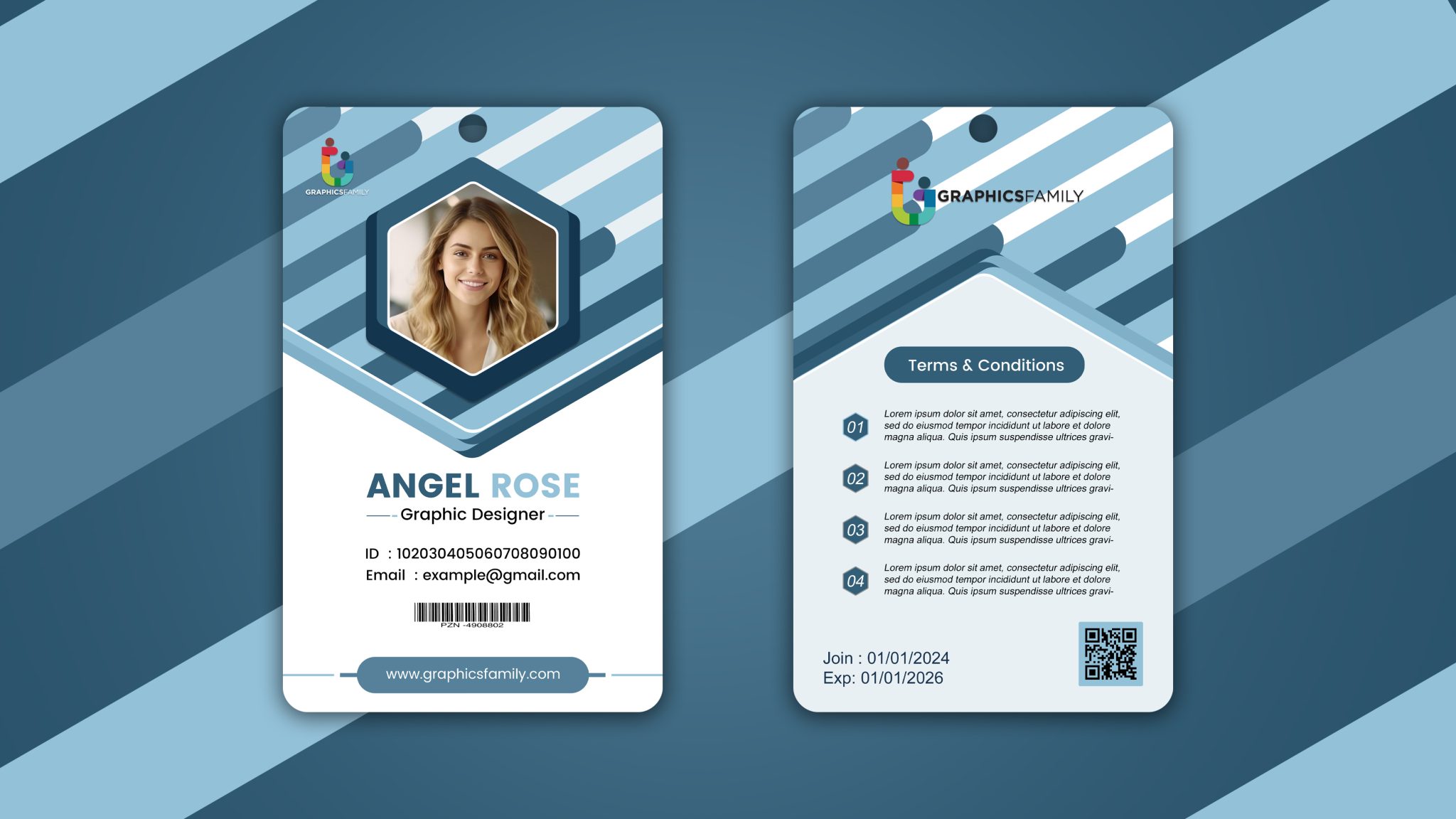Clean modern employee id card design – GraphicsFamily