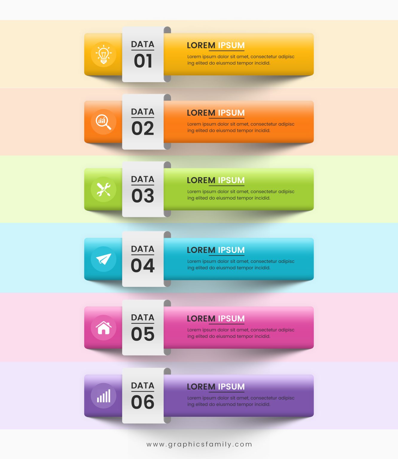 Infographics tab paper index with 6 data template vector image ...