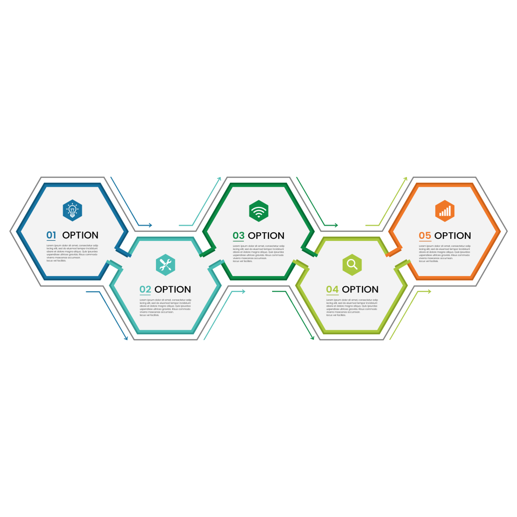 Line infographic template with 5 hexagons options vector image ...