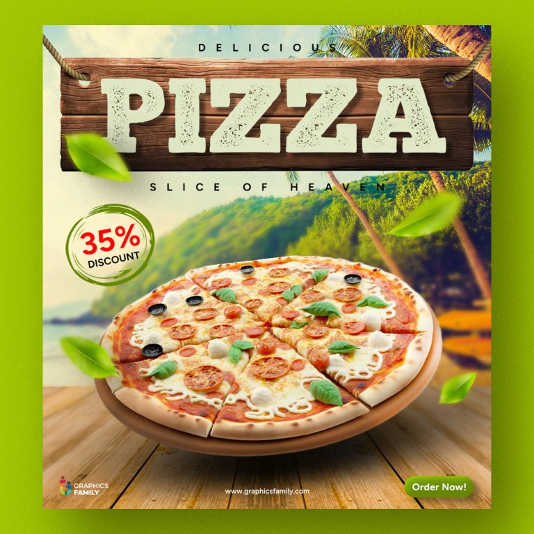 Pizza Social Media Post Design in Photoshop – GraphicsFamily