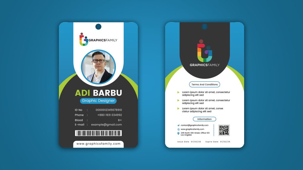 Templates Business Identification Card Blue And Black Template ...