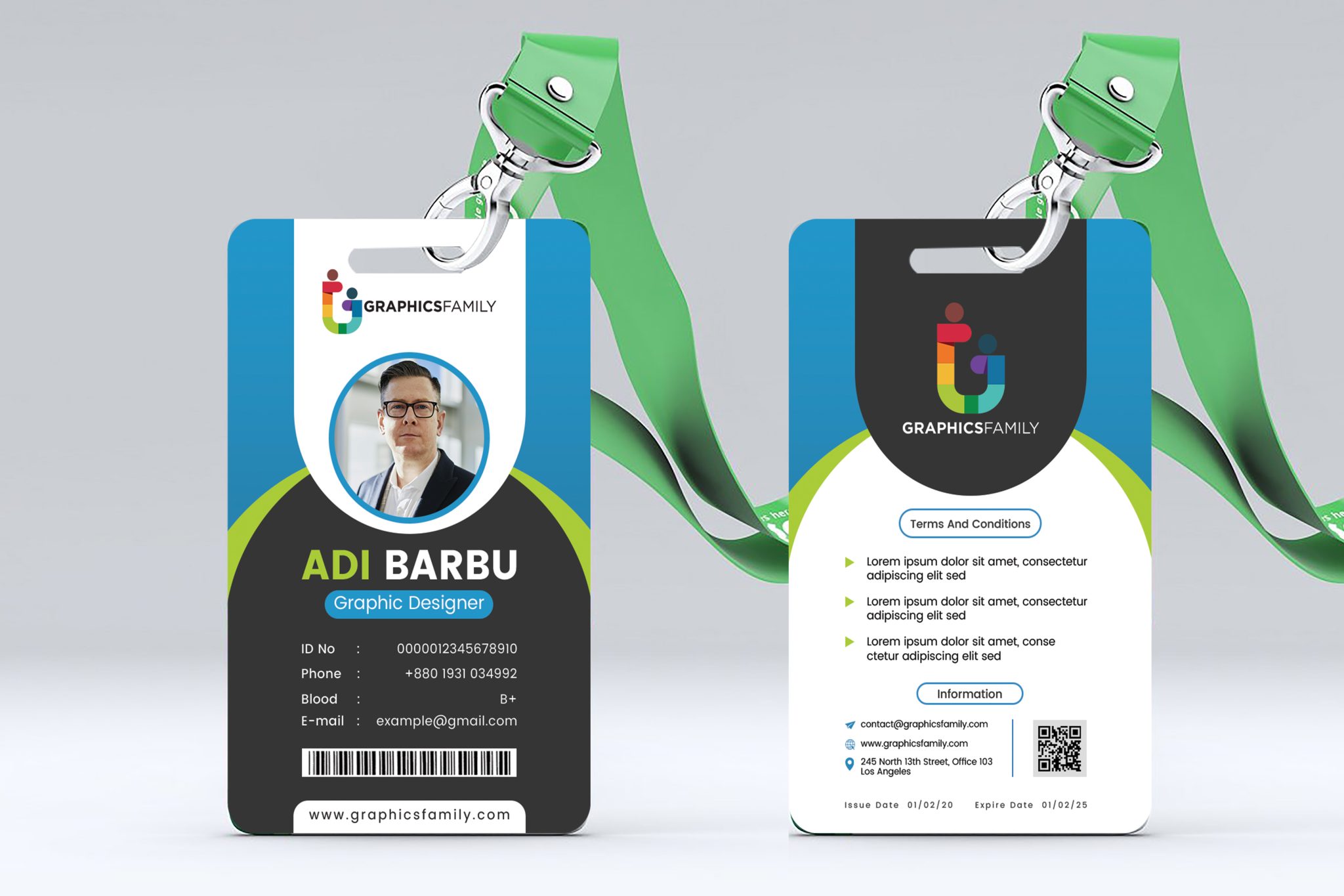 Templates Business Identification Card Blue And Black Template ...