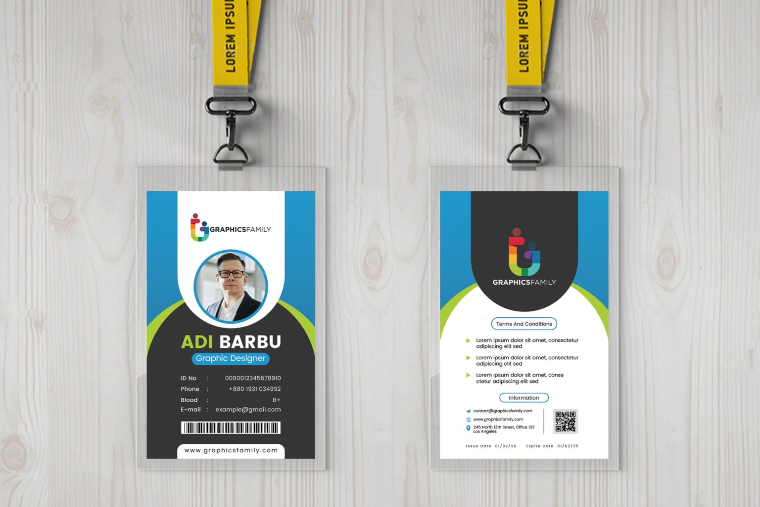 Templates Business Identification Card Blue And Black Template ...