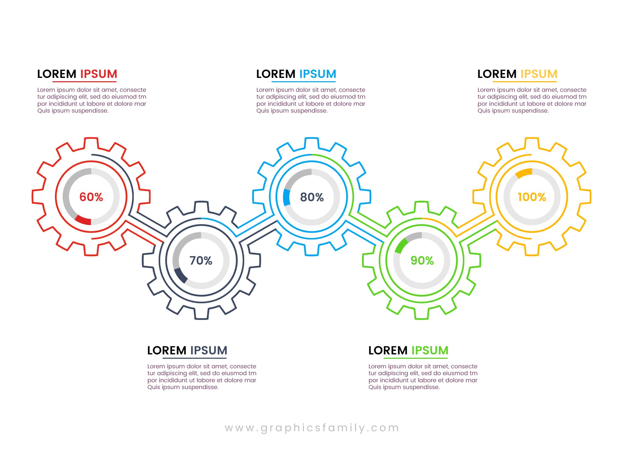 Thin line business infographic template with gears vector image ...