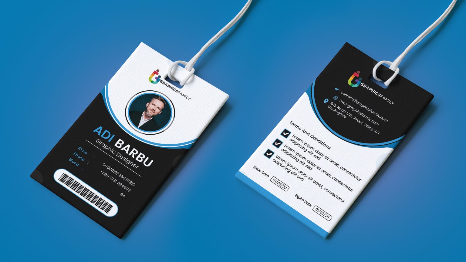 Clean modern employee identity card design – GraphicsFamily