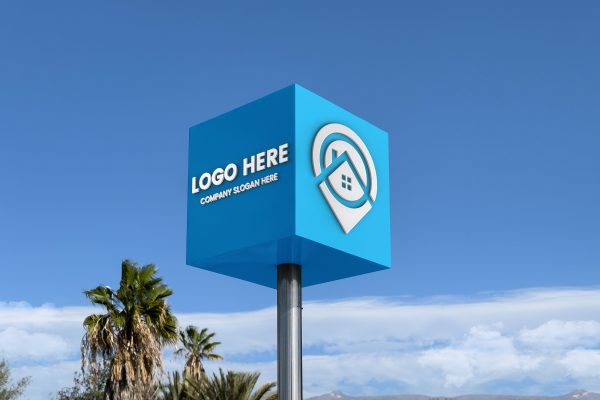 Cube Sign 3D Logo Mockup – GraphicsFamily