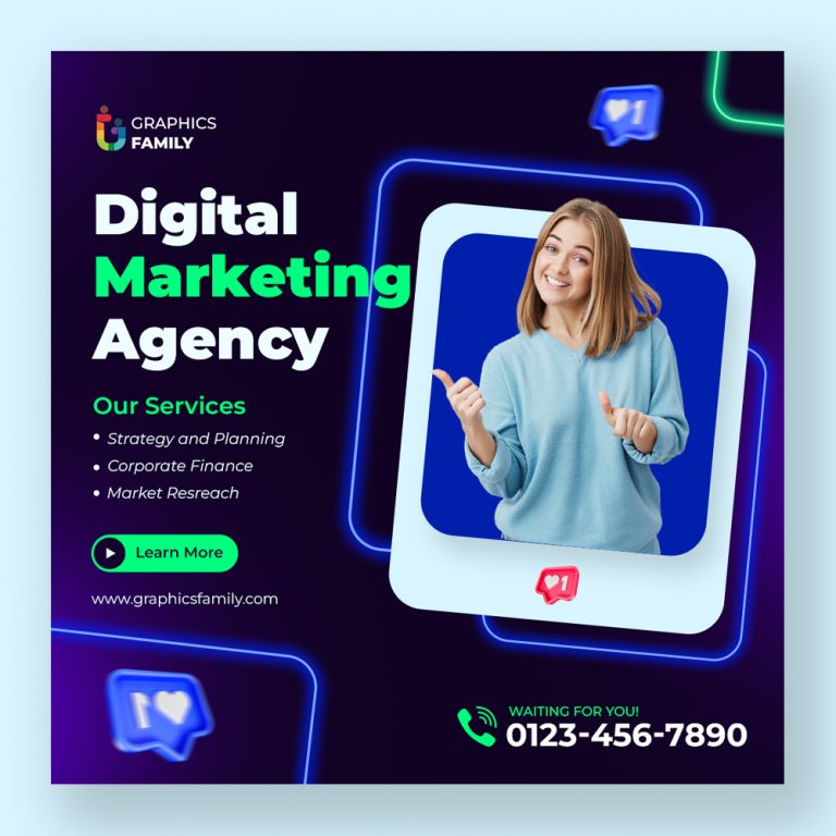 Free Digital Marketing Social Media Post Design Template – GraphicsFamily