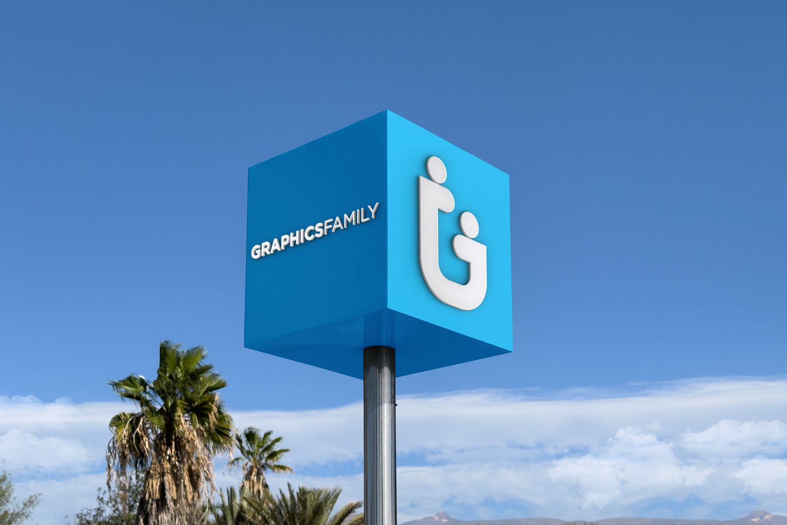 Cube Sign 3D Logo Mockup – GraphicsFamily