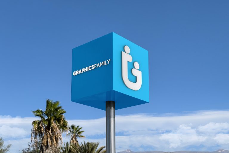 Cube Sign 3D Logo Mockup – GraphicsFamily