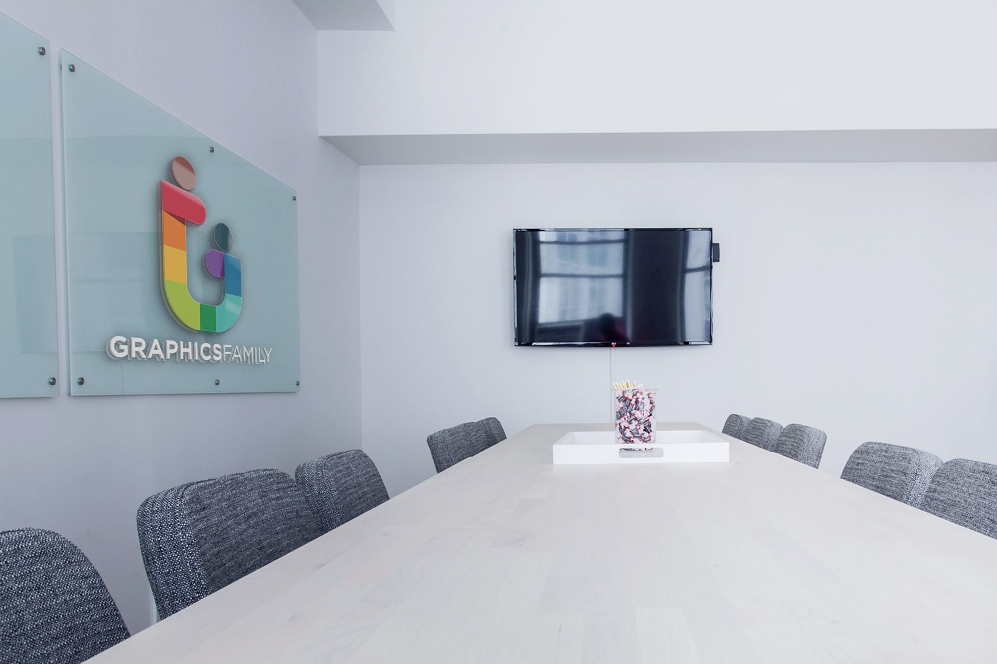 Professional 3D Logo Mockup Display on Glass Surface – GraphicsFamily