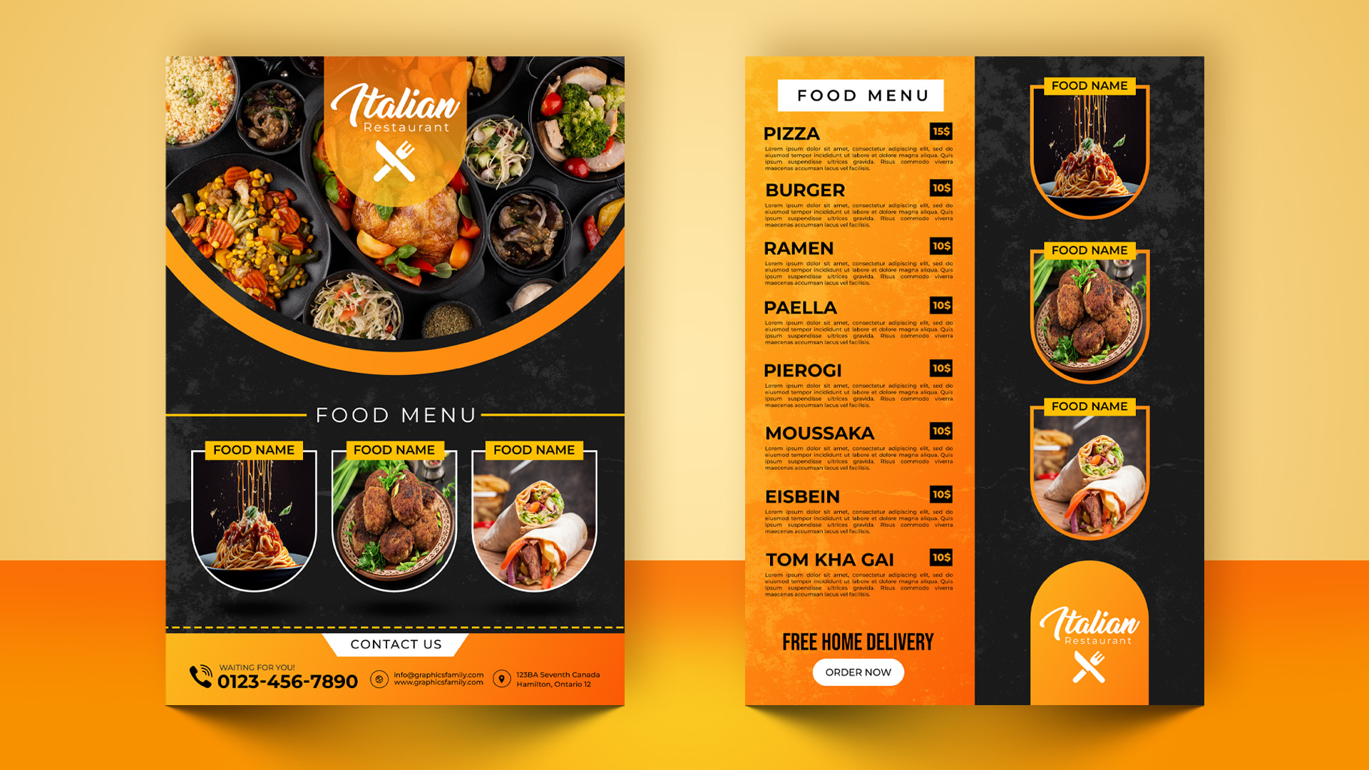 Free Italian Restaurant Menu Template Design – GraphicsFamily Free Italian Restaurant Menu Template Design – GraphicsFamily