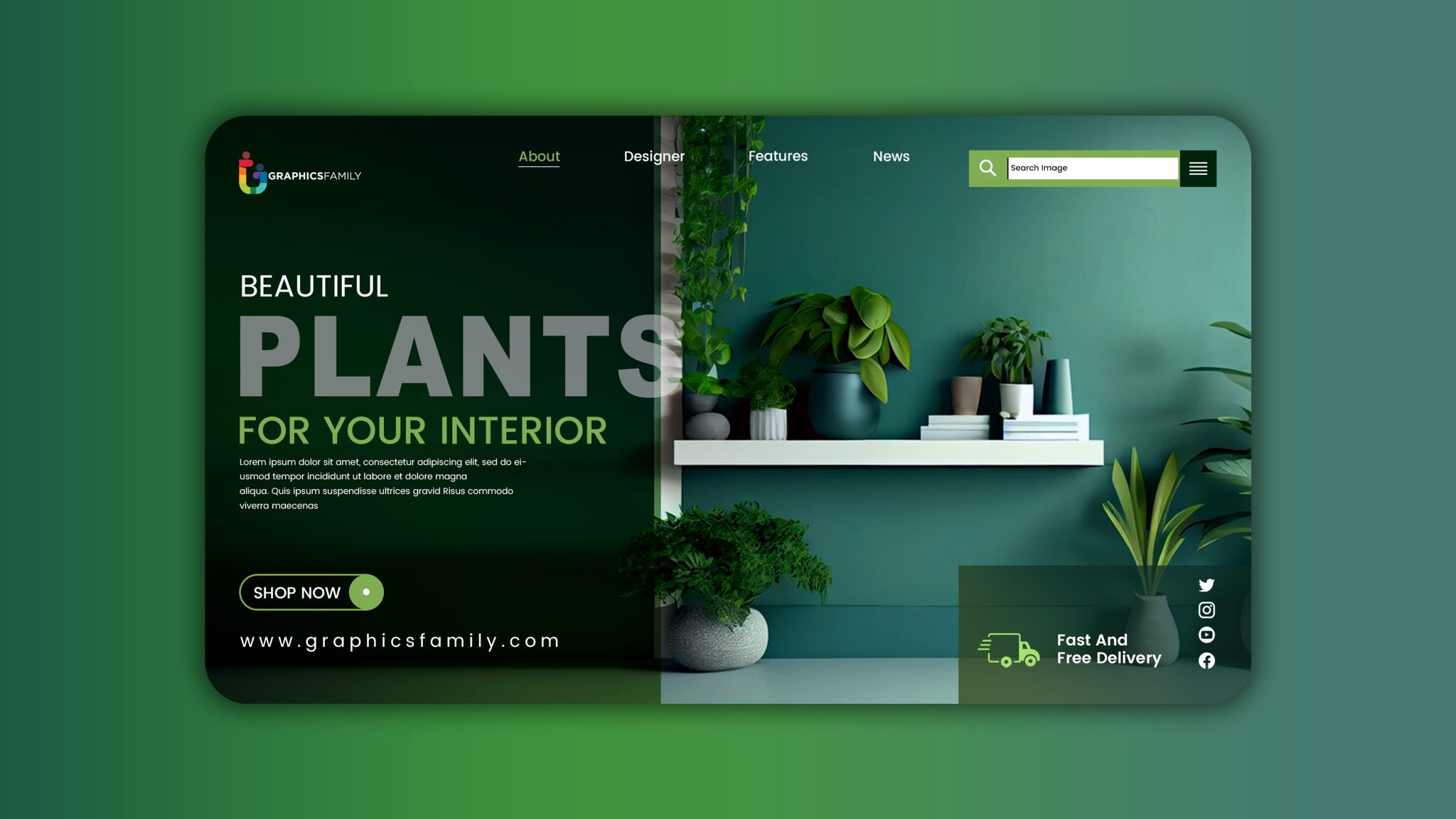 Interior Plants Banner Design Template – GraphicsFamily
