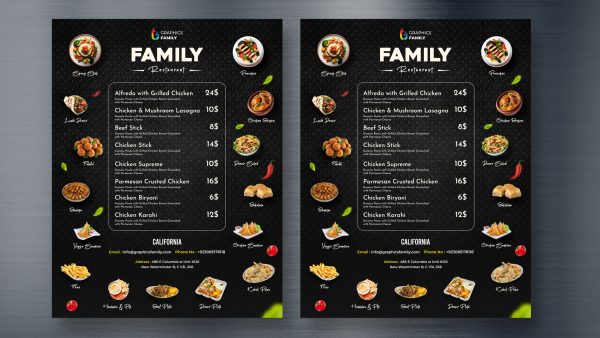 Free Black Restaurant Food Menu Design – GraphicsFamily