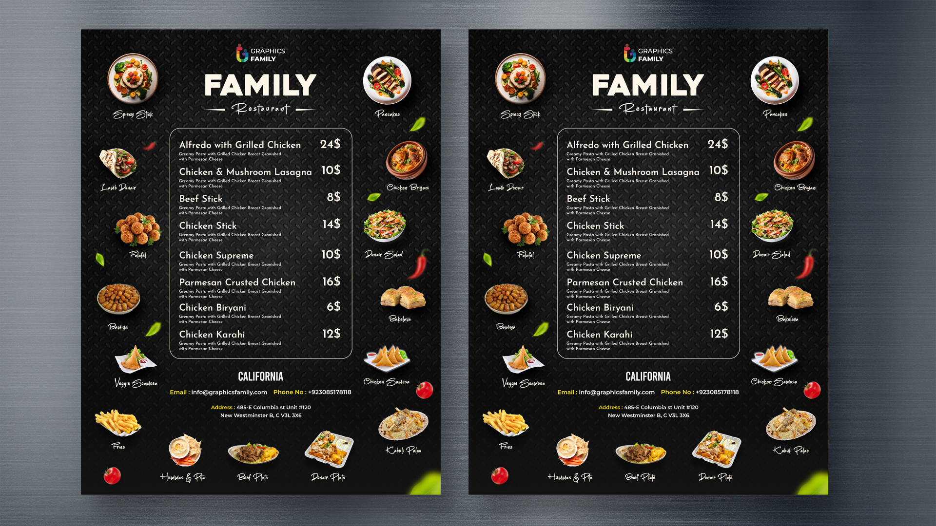 Free Black Restaurant Food Menu Design – GraphicsFamily