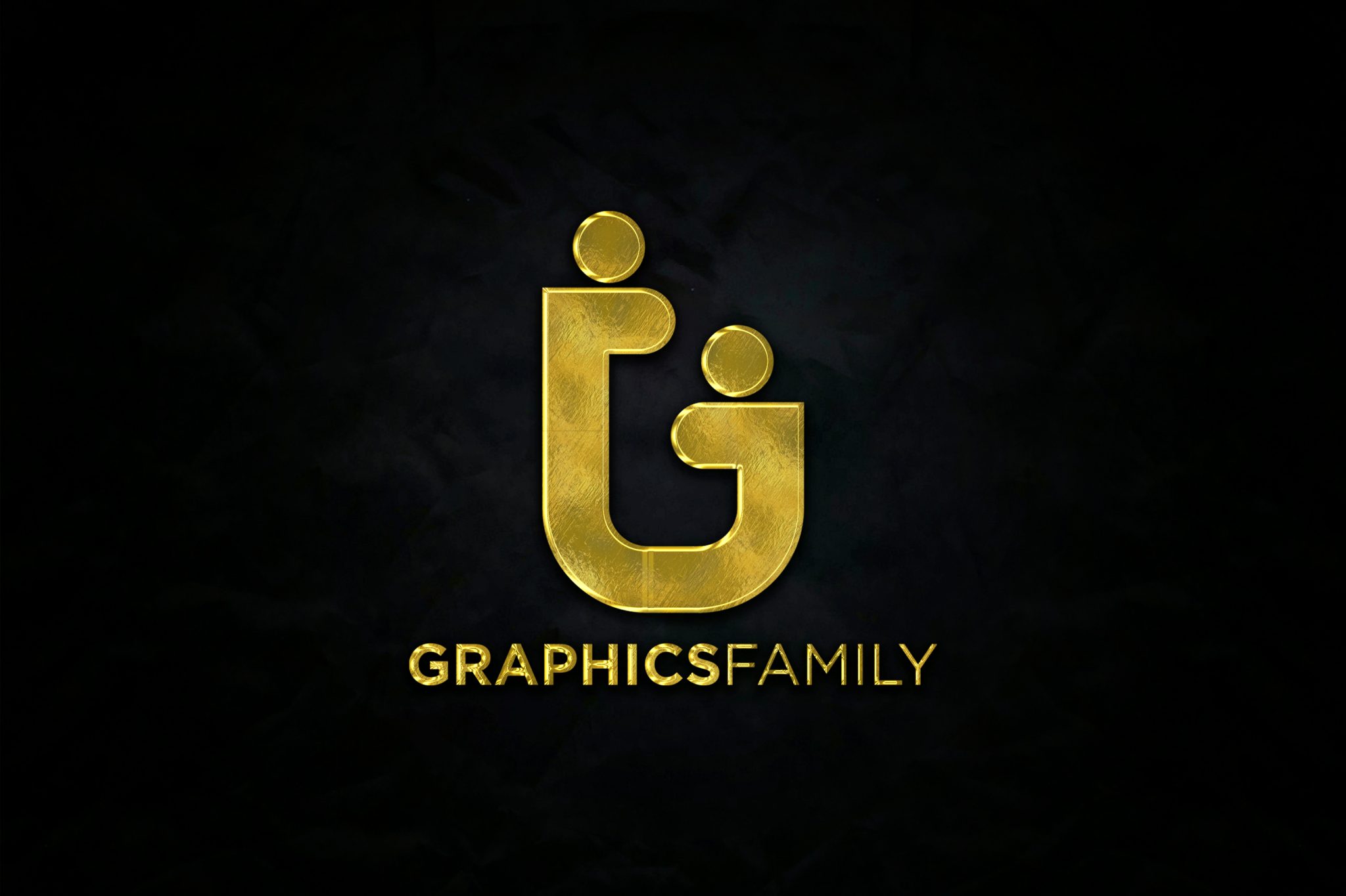 3D Gold Logo on Black Background – GraphicsFamily
