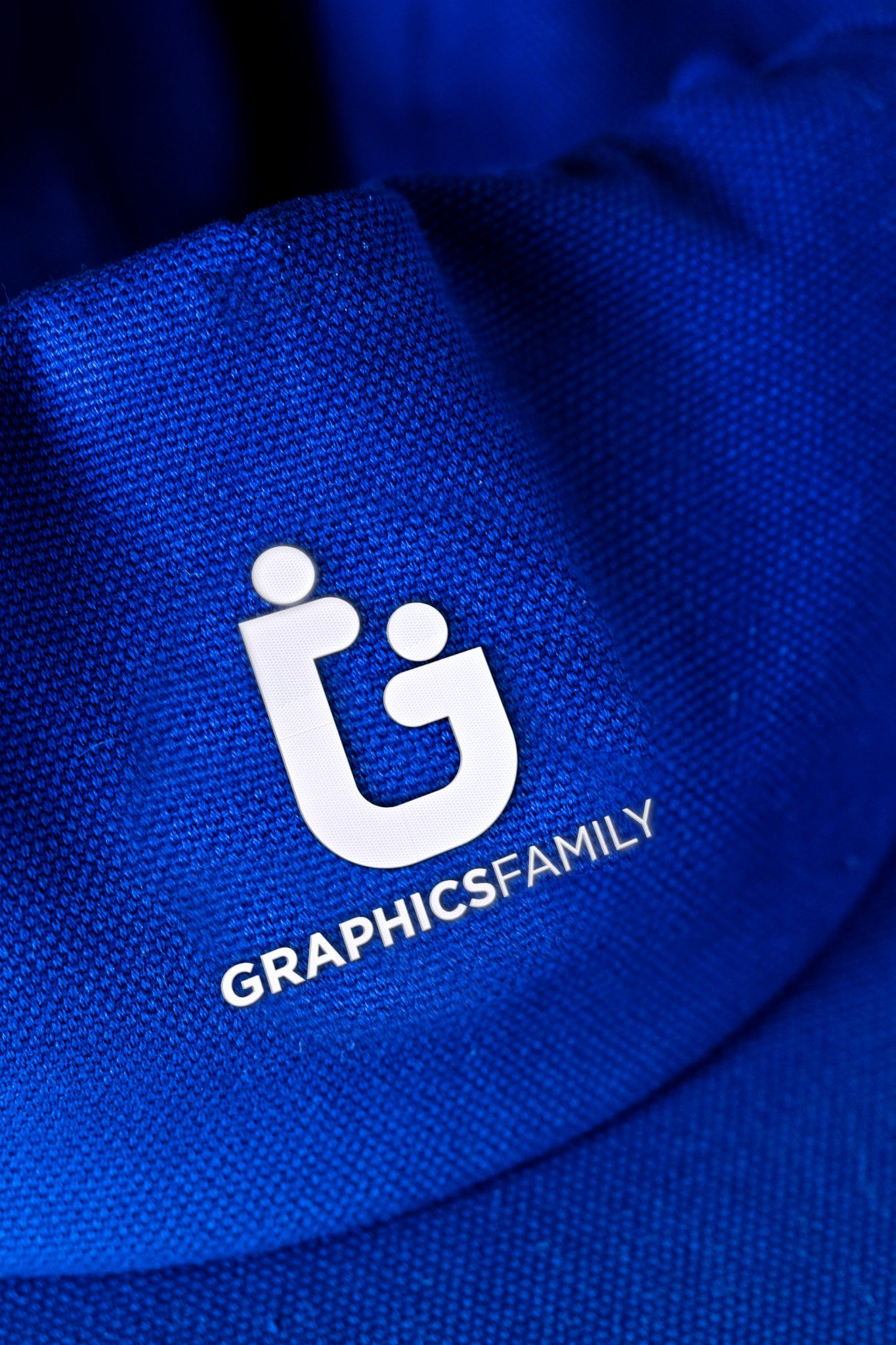 Free Blue and White Textile Logo Mockup – GraphicsFamily