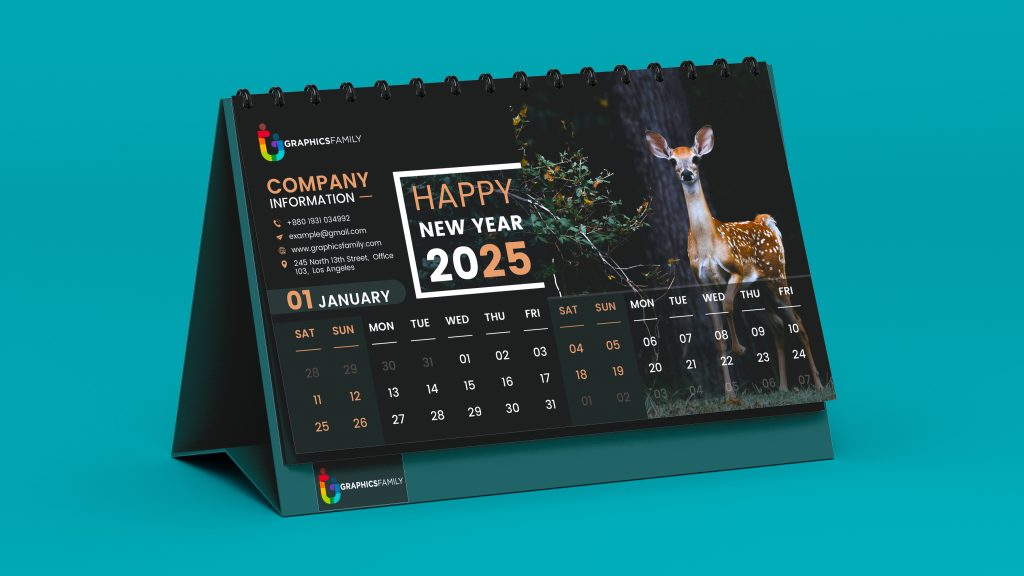 Free PSD Professional Dark Desk Calendar Design Template – GraphicsFamily